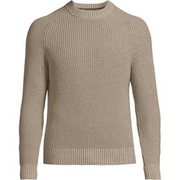 LANDS' END Drifter Strukturstrick-Pullover f&uuml;r Herren, Herren, size: regular, Elfenbein, Baumwolle, by Lands' End