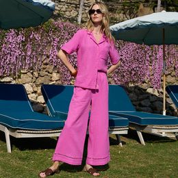 LANDS' END 7/8-Schlupfhose aus Musselin, Damen, size: regular, Pink, Baumwolle, by Lands' End