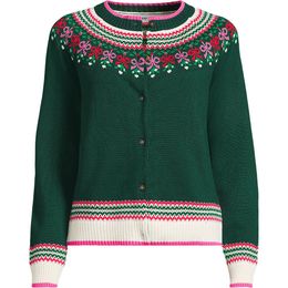 Fair Isle Drifter Cardigan, Damen, size: regular, Rot, Baumwolle, by Lands' End