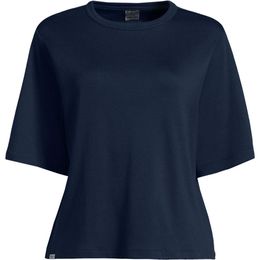 LANDS' END Kastiges Supima Interlock-Shirt '63 in Petit-Gr&ouml;&szlig;e, Damen, size: petite, Blau, Baumwolle, by Lands' End