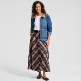 Flanell-Midirock in Petite-Gr&ouml;&szlig;e, Damen, size: petite, Grau, Elasthan/Viskose/Polyester-Mischung, by Lands' End