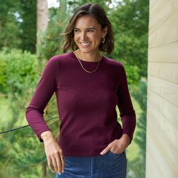 LANDS' END Kaschmir-Pullover mit rundem Ausschnitt, Damen, size: regular, Rot, Kaschmir, by Lands' End