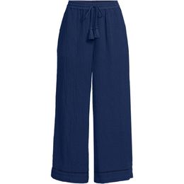 7/8-Schlupfhose aus Musselin f&uuml;r Damen in Petite-Gr&ouml;&szlig;e, Damen, size: petite, Blau, Baumwolle, by Lands' End
