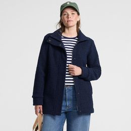 LANDS' END Boucl&eacute;-Jacke, Damen, size: regular, Blau, Polyester, by Lands' End