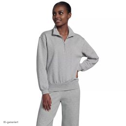 LANDS' END Serious Sweats Pullover mit Rei&szlig;verschluss, Damen, size: regular, Grau, Baumwoll-Mischung/Polyester-Mischung, by Lands' End