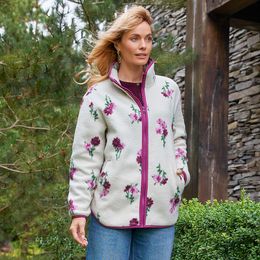 LANDS' END Gemusterte Teddyfleece-Jacke mit Rei&szlig;verschluss, Damen, size: regular, Elfenbein, Polyester, by Lands' End