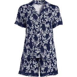 LANDS' END Pyjama-Set mit Shorts und Cooling-Finish in Plus-Gr&ouml;&szlig;e, Damen, size: plus, Blau, by Lands' End