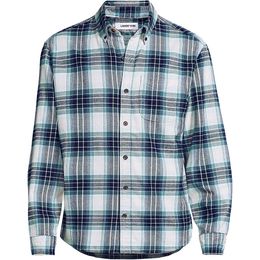 LANDS' END Flanellhemd Flagship Classic Fit, Herren, size: regular, Blau, Baumwolle, by Lands' End
