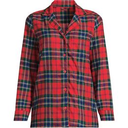 LANDS' END Gemustertes Pyjamahemd aus reinem Baumwoll-Flanell f&uuml;r Damen in Plus-Gr&ouml;&szlig;e, Damen, size: plus, Rot, Baumwolle, by Lands' End
