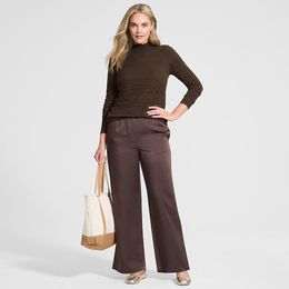 LANDS' END Spitzenshirt mit Stehkragen f&uuml;r Damen, Damen, size: regular, Braun, Elasthan/Nylon-Mischung, by Lands' End