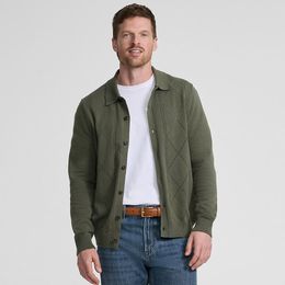 LANDS' END Feinstrick-Cardigan aus reiner Baumwolle mit Argyle-Muster, Herren, size: regular, Gr&uuml;n, Baumwolle, by Lands' End