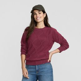 LANDS' END CashTouch Pullover mit Rautenmuster, Damen, size: regular, Rot, Baumwoll-Mischung/Polyester-Mischung/Nylon-Mischung, by Lands' End