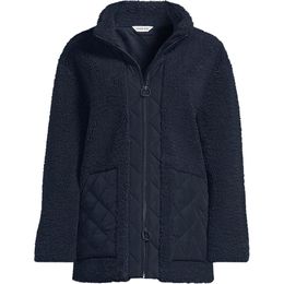 LANDS' END Teddyfleecejacke mit Stepptaschen in Petite-Gr&ouml;&szlig;e, Damen, size: petite, Blau, Polyester, by Lands' End