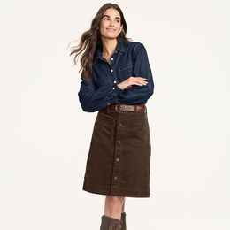 LANDS' END Durchgekn&ouml;pfter Mid Waist Feincord-Rock, Damen, size: regular, Braun, Baumwoll-Mischung, by Lands' End