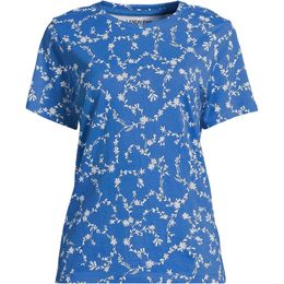 LANDS' END Supima Kurzarm-Shirt mit rundem Ausschnitt f&uuml;r Damen in Petite-Gr&ouml;&szlig;e, Damen, size: petite, Blau, Baumwolle, by Lands' End