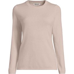 LANDS' END Kaschmir-Pullover mit rundem Ausschnitt, Damen, size: regular, Braun, Kaschmir, by Lands' End