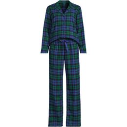 Pyjama-Set aus reinem Baumwoll-Flanell f&uuml;r Damen, Damen, size: regular, Blau, Baumwolle, by Lands' End