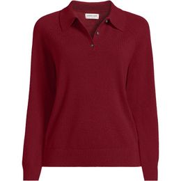 LANDS' END Kaschmir-Polopullover, Damen, size: regular, Rot, Kaschmir, by Lands' End