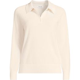 LANDS' END Kaschmir-Polopullover, Damen, size: regular, Elfenbein, Kaschmir, by Lands' End