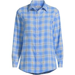 LANDS' END Boyfriend-Bluse aus Flanell f&uuml;r Damen in Plus-Gr&ouml;&szlig;e, Damen, size: plus, Blau, Baumwolle, by Lands' End