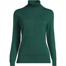 LANDS' END Feinstrick-Rollkragenpullover aus Baumwolle f&uuml;r Damen, Damen, size: regular, Gr&uuml;n, Baumwolle, by Lands' End