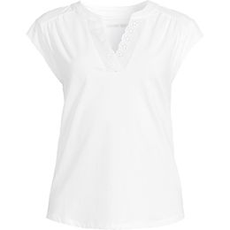 LANDS' END Baumwolle/Modal-Shirt mit Lochstickerei f&uuml;r Damen, Damen, size: regular, Wei&szlig;, Elasthan/Baumwoll-Mischung/Baumwolle Modal, by Lands' End