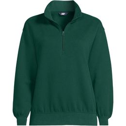 LANDS' END Serious Sweats Pullover mit Rei&szlig;verschluss f&uuml;r Damen in Plus-Gr&ouml;&szlig;e, Damen, size: plus, Gr&uuml;n, Baumwoll-Mischung/Polyester-Mischung, by Lands' End