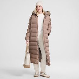 LANDS' END Maxi-Daunenmantel mit Kapuze f&uuml;r Damen, Damen, size: regular, Braun, Polyester, by Lands' End