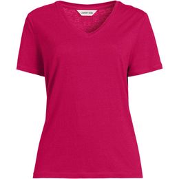 LANDS' END Soft Flow Shirt aus Leinenmix mit V-Ausschnitt f&uuml;r Damen, Damen, size: regular, Pink, Leinen/Baumwolle Modal, by Lands' End