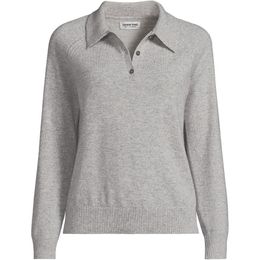 LANDS' END Kaschmir-Polopullover, Damen, size: regular, Grau, Kaschmir, by Lands' End
