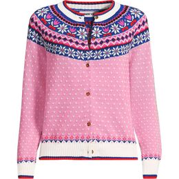 LANDS' END Fair Isle Drifter Cardigan in Plus-Gr&ouml;&szlig;e, Damen, size: plus, Pink, Baumwolle, by Lands' End