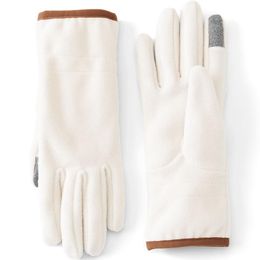 LANDS' END Wasserabweisende Anyweather Fleece-Handschuhe, Damen, size: regular, Elfenbein, Polyester, by Lands' End