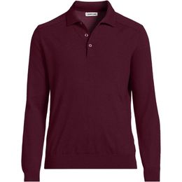 LANDS' END Merino-Polopullover f&uuml;r Herren, Herren, size: regular, Rot, Wolle, by Lands' End