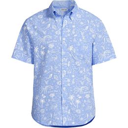 LANDS' END Seersucker-Kurzarmhemd f&uuml;r Herren, Classic Fit, Herren, size: regular, Blau, Baumwolle, by Lands' End