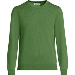 LANDS' END Rundhals-Pullover aus Baumwoll-Feinstrick f&uuml;r Herren, Herren, size: regular, Gr&uuml;n, Baumwolle, by Lands' End