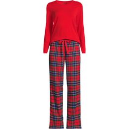 LANDS' END Pyjama-Set mit Flanellhose in Plus-Gr&ouml;&szlig;e f&uuml;r Damen, Damen, size: plus, Rot, Baumwolle/Baumwoll-Mischung/Viskose-Mischung, by Lands' End