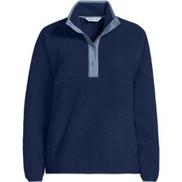 LANDS' END Teddy-Pullover mit Druckknopf-Leiste f&uuml;r Damen, Damen, size: regular, Blau, by Lands' End