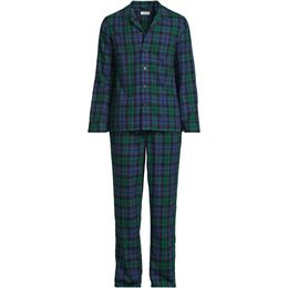 LANDS' END Pyjama-Set aus Flanell, Herren, size: regular, Blau, Baumwolle, by Lands' End