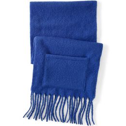 LANDS' END Langer flauschiger Schal mit Fransen, Damen, size: regular, Blau, Polyester, by Lands' End