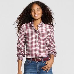LANDS' END Flanellbluse mit R&uuml;schenkragen, Damen, size: regular, Rot, Baumwolle, by Lands' End