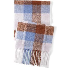 LANDS' END Langer flauschiger Schal mit Fransen, Damen, size: regular, Blau, Polyester, by Lands' End