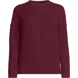LANDS' END Zopfmusterpullover Drifter mit Rundausschnitt in Plus-Gr&ouml;&szlig;e, Damen, size: plus, Rot, Baumwolle, by Lands' End