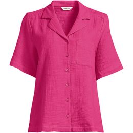 LANDS' END Kurz&auml;rmelige Musselin-Bluse in Plus-Gr&ouml;&szlig;e, Damen, size: plus, Pink, Baumwolle, by Lands' End