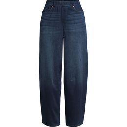 LANDS' END Knit Denim STARFISH Barrel-Jeans in Petite-Gr&ouml;&szlig;e, Damen, size: petite, Blau, Baumwoll-Mischung/Polyester-Mischung, by Lands' End