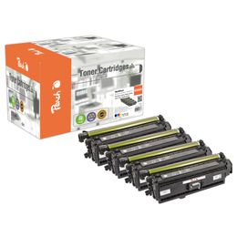 Peach HP 508 A 4 Toner (bk, c/m/y) ersetzt HP No. 508A, CF360A, CF361A, CF362A, CF363A f&uuml;r z.B. HP Color LaserJet Enterprise Flow MFP M 577 c (wiederaufbereitet)
