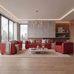3-2-1 Couchgarnitur Lille ~ Leder, rot