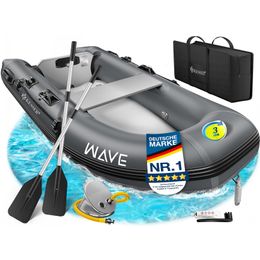 Kesser&reg; Schlauchboot f&uuml;r 2 - 4 Personen - WAVE Motor geeignet Freizeitboot Paddelboot Motorboot Angelboot - mit 1 - 2 Sitzb&auml;nken - Alu-Boden Paddel Pumpe Reparaturset & Tasche aufblasbar PVC