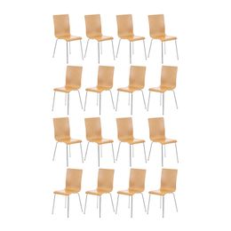 CLP 16er-Set Wartezimmerstuhl Pepe Mit Ergonomischem Holzsitz Und Metallgestell l 16 x Konferenzstuhl