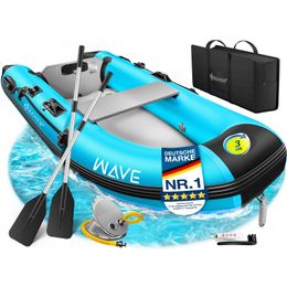 Kesser&reg; Schlauchboot f&uuml;r 2 - 4 Personen - WAVE Motor geeignet Freizeitboot Paddelboot Motorboot Angelboot - mit 1 - 2 Sitzb&auml;nken - Alu-Boden Paddel Pumpe Reparaturset & Tasche aufblasbar PVC