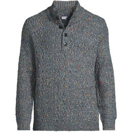 LANDS' END Zopfstrick-Pullover mit Stehkragen und Knopfleiste f&uuml;r Herren, Herren, size: regular, Grau, Baumwolle/Polyester/Polyacryl, by Lands' End